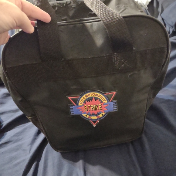 amf | Games | Vintage Black Amf The Angle Bowling Ball With Bag Larry ...